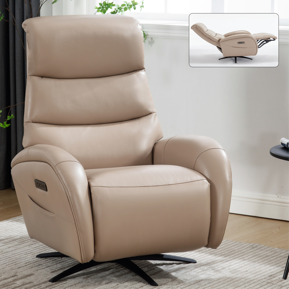 LUCKHAO 270° Swivel Power Recliner Chair , Power Swivel Glider Recliner ...