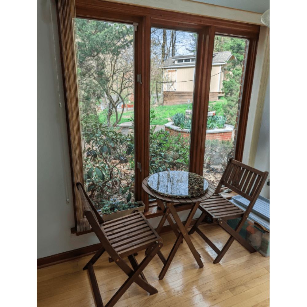 LUCKHAO 3-Piece Patio Acacia Wood Bistro Set, Wooden Folding Patio ...