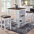 LUCKHAO 3 Piece Pub Dining Set , Counter Height Pub Table with 2 Bar ...
