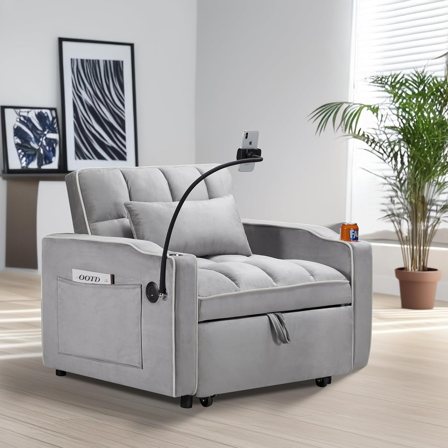 LUCKHAO 3-in-1 Sofa Bed, Convertible Sleeper Chair Sofa Bed, Pull Out ...