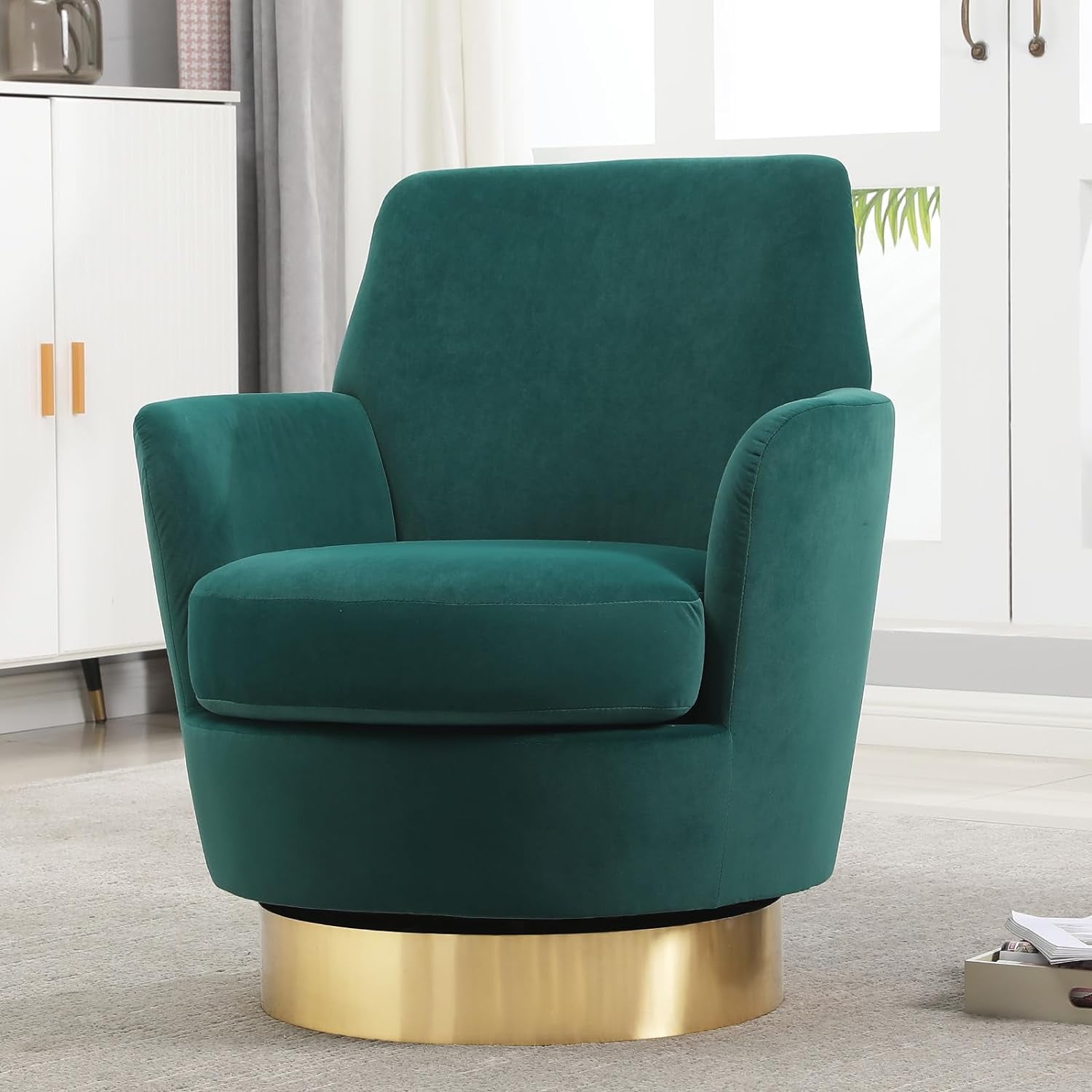 LUCKHAO 360 Degree Swivel Barrel Chair,Round Swivel Accent Chairs with ...