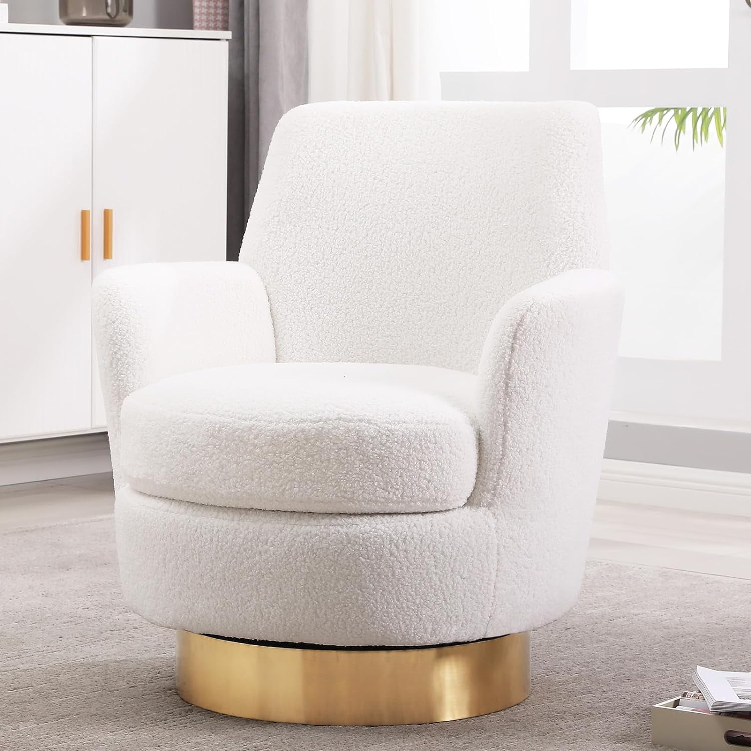 LUCKHAO 360 Degree Swivel Barrel Chair,Round Swivel Accent Chairs with ...