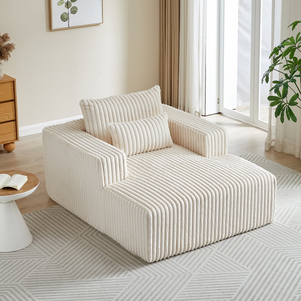 LUCKHAO 48.5" W Oversized Chaise Lounge Chair Indoor , Corduroy ...