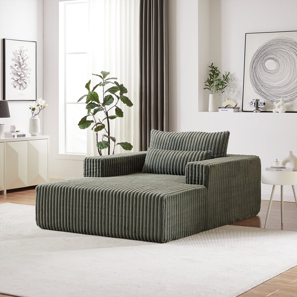 LUCKHAO 75-Inch Oversized Chaise Lounge Chair Indoor , Corduroy ...