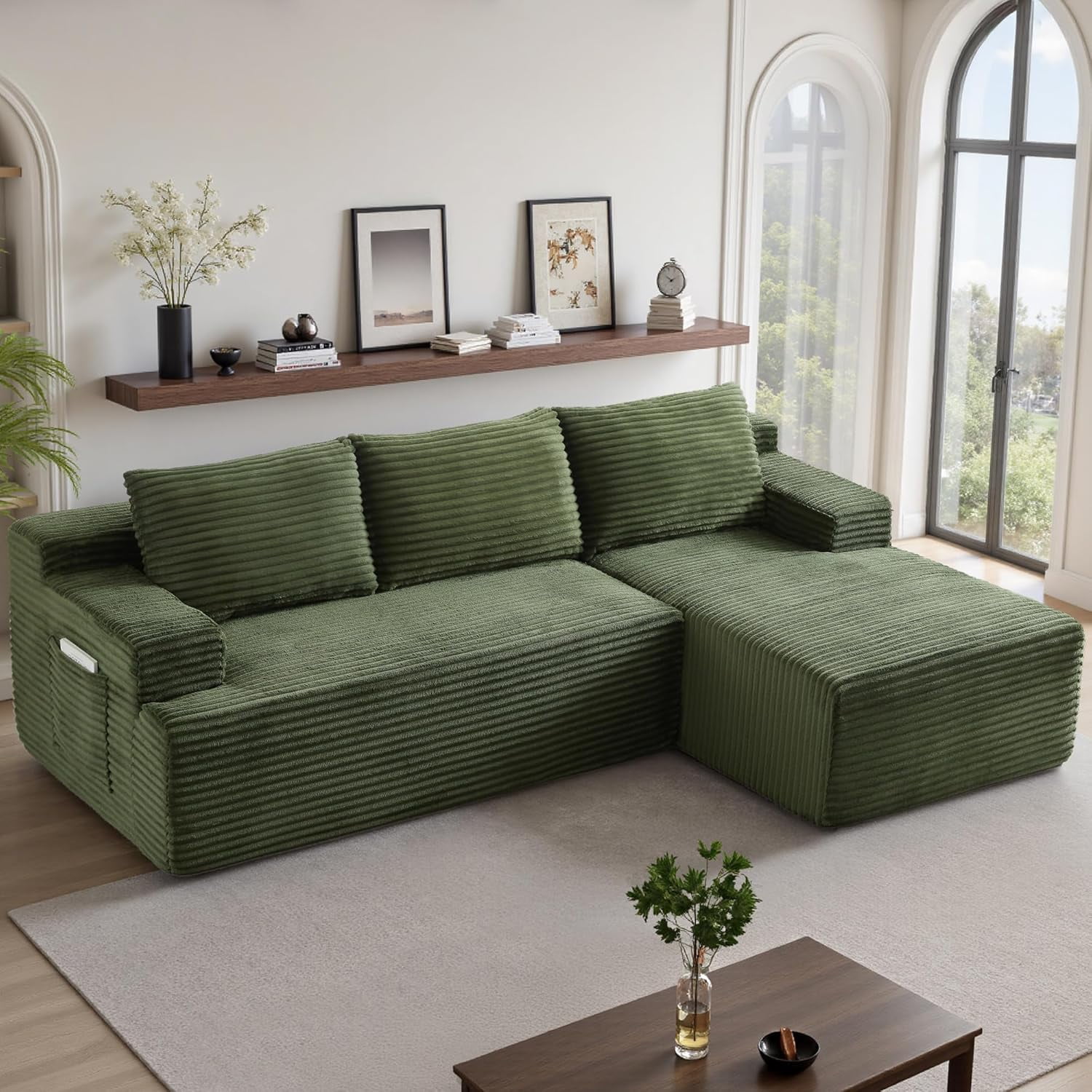 Luckhao 96 L Shaped Modular Sectional Sofa With Chaise Upholstered
