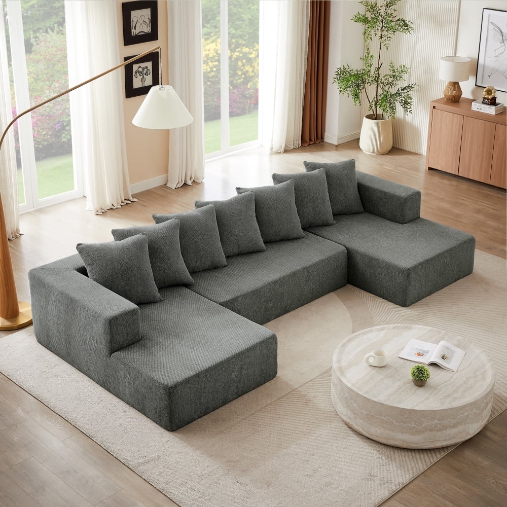 LUCKHAO 128 Modular Sectional Cloud Sofa with Double Chaise, U-Shape ...