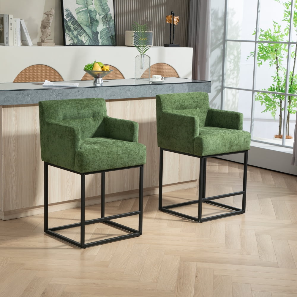 LUCKHAO Counter Height Bar Stools Set of 2, Modern Square Bar Stool ...