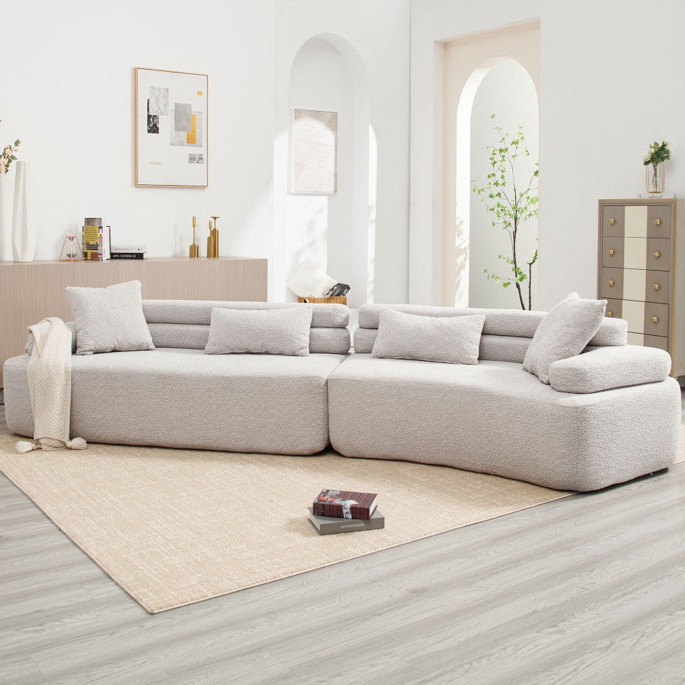 LUCKHAO Curved Modular Couch, 139“ Modular Sectional Corner Sofa Cloud ...