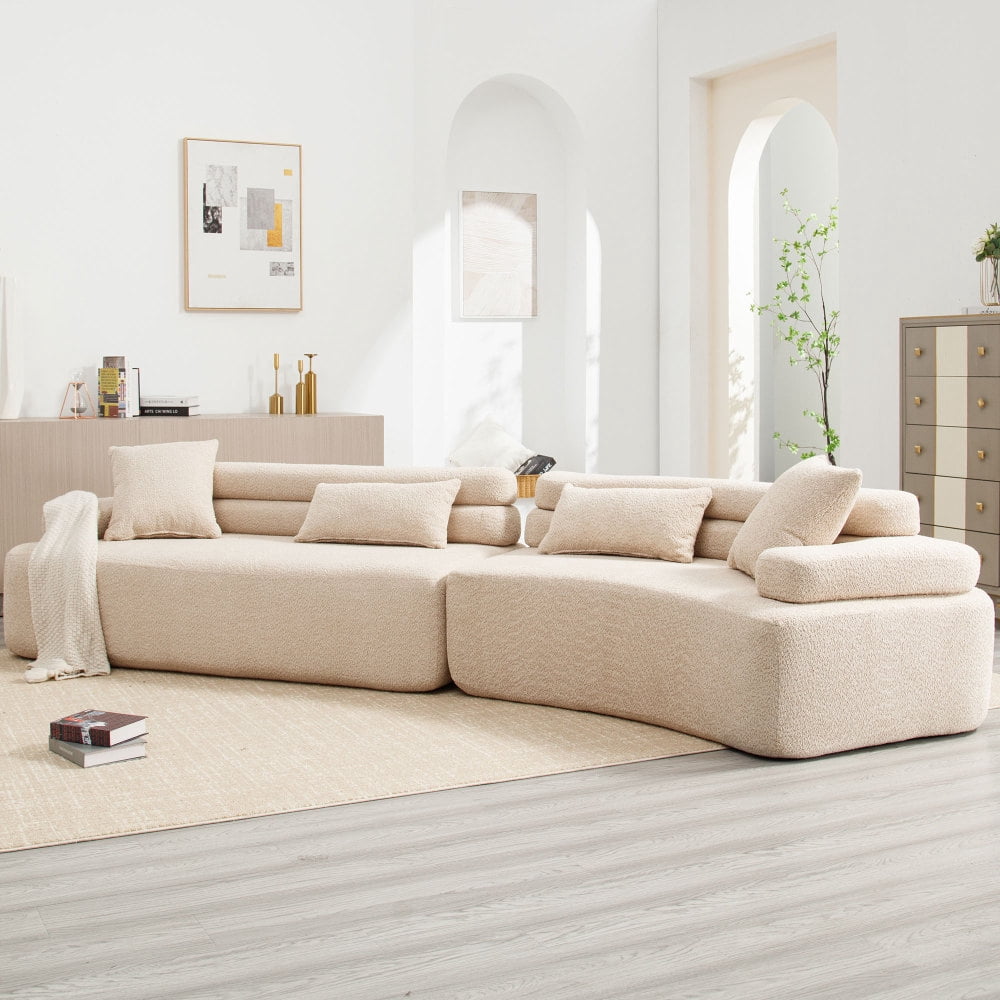 LUCKHAO Curved Modular Couch, 139“ Modular Sectional Corner Sofa Cloud ...