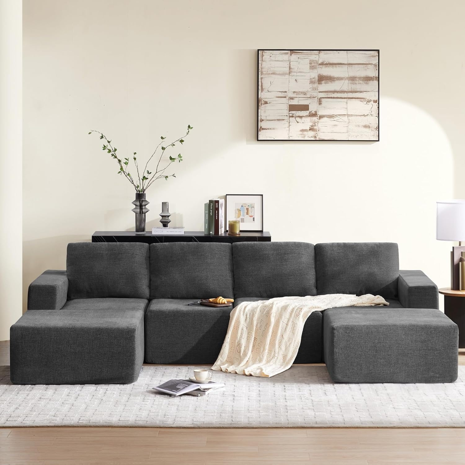 LUCKHAO Minimalist Style Modular U Shaped Sectional Sofa,Luxury ...