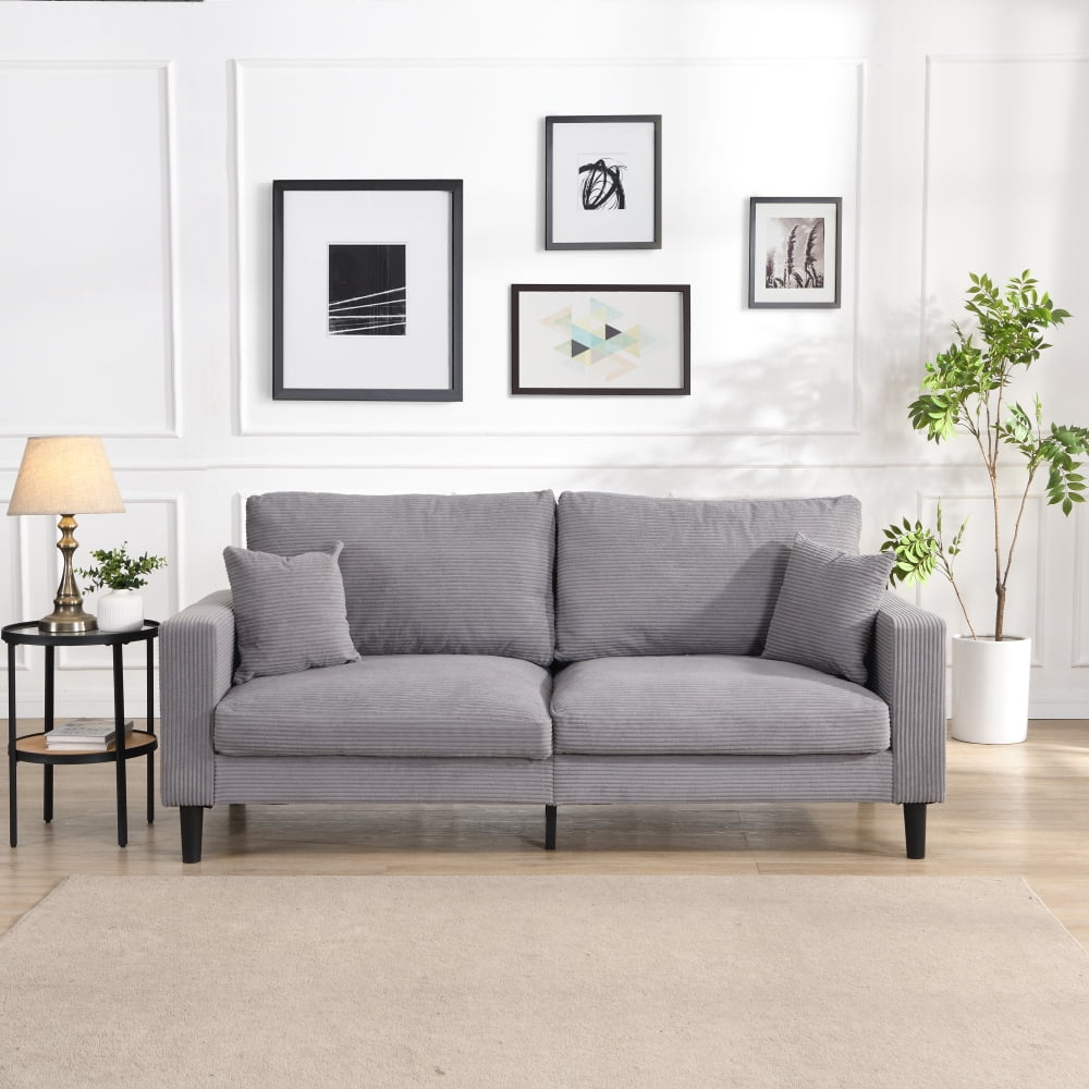 LUCKHAO Modern Corduroy Upholstered Sofa , 74" / 57 " Comfy Small Couch ...