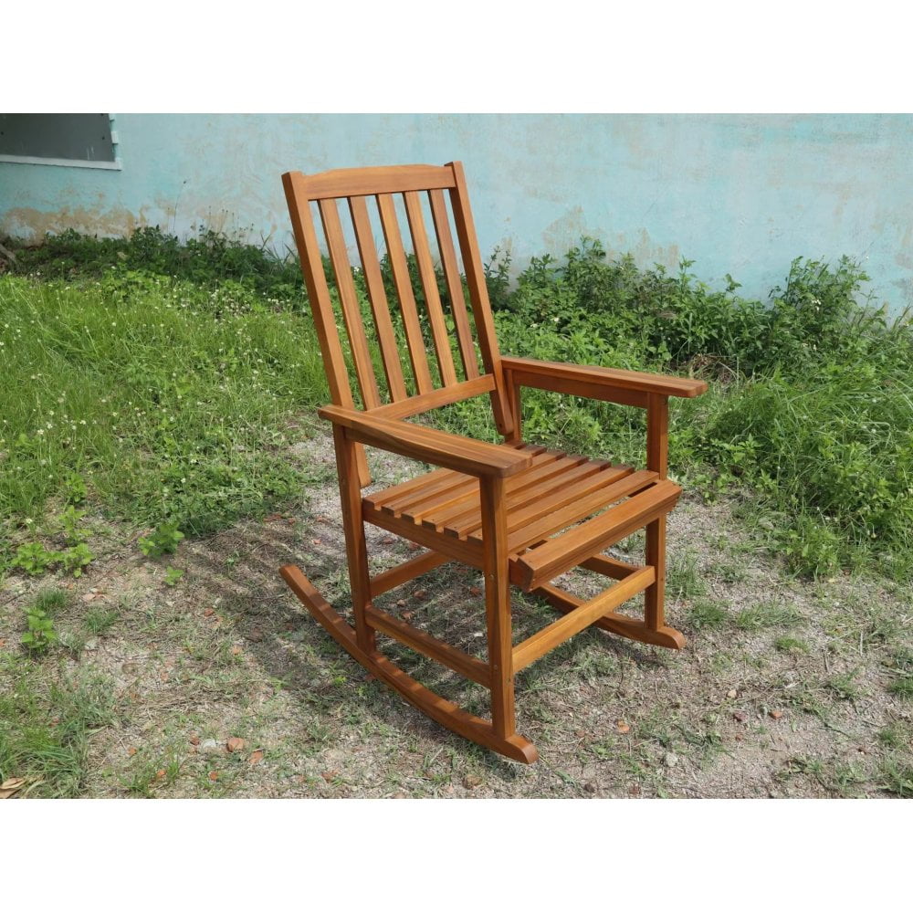 LUCKHAO Outdoor/ Indoor Rocking Chair, Solid Wood Patio Furniture ...