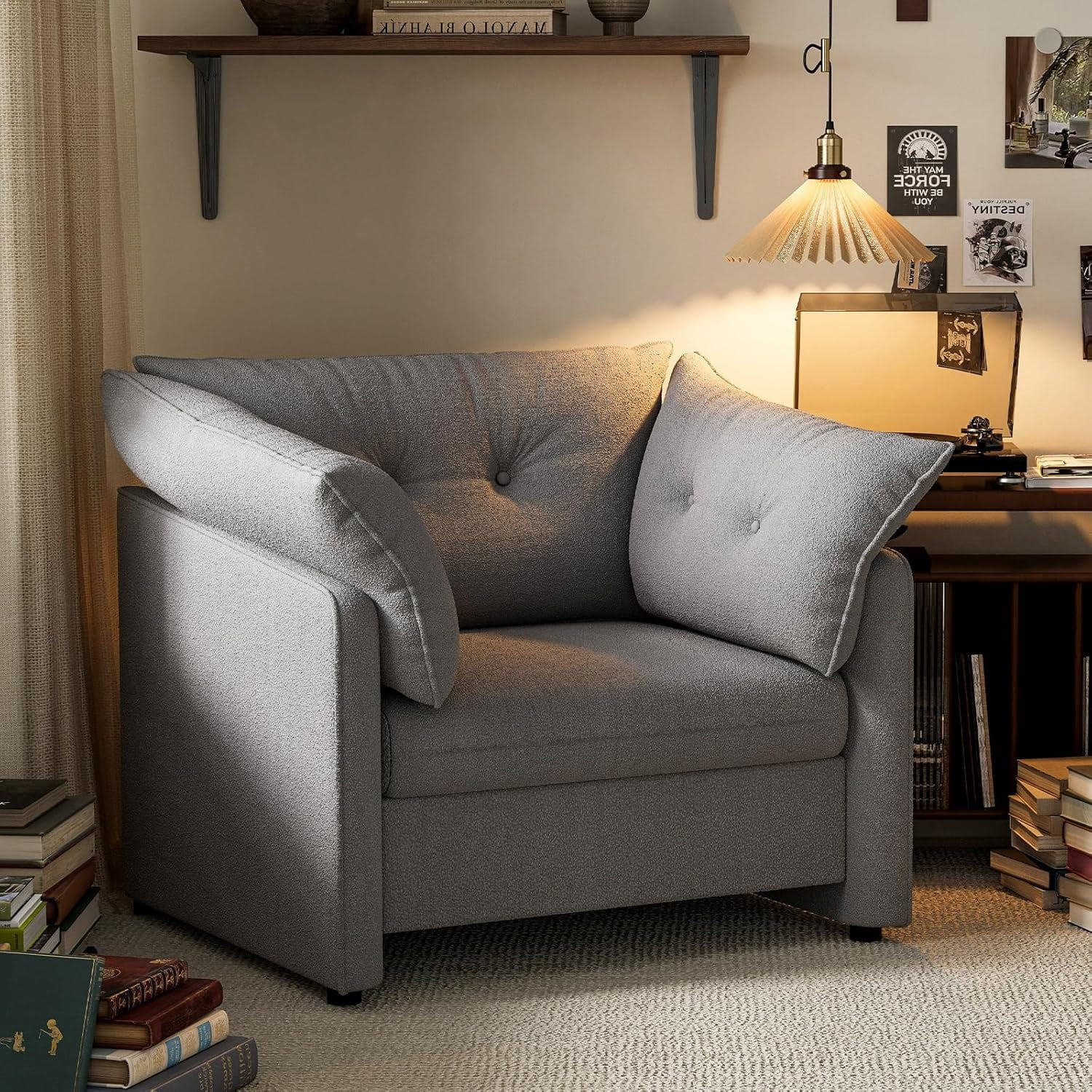 LUCKHAO Oversized Accent Chair Indoor, Single Sofa Chair with Thick ...