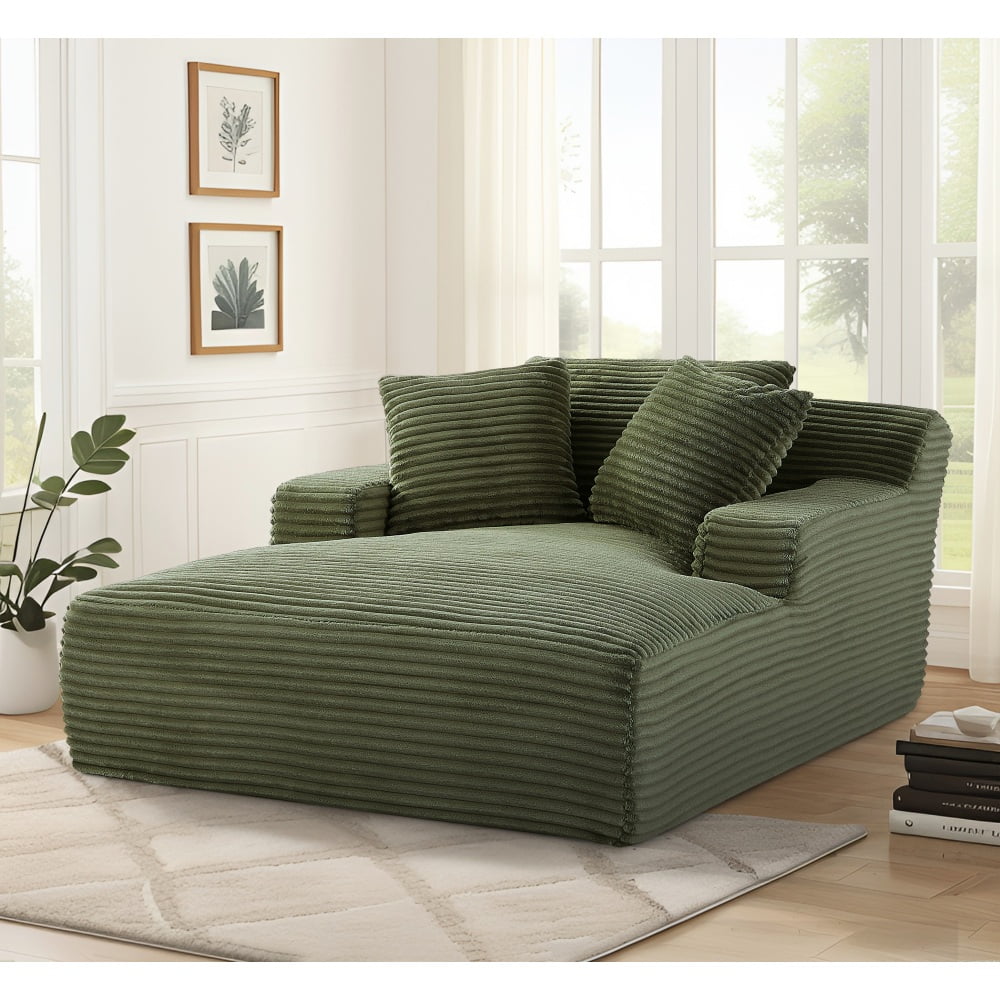 LUCKHAO Oversized Chaise Lounge Chair in Soft Corduroy, Modern Comfy ...