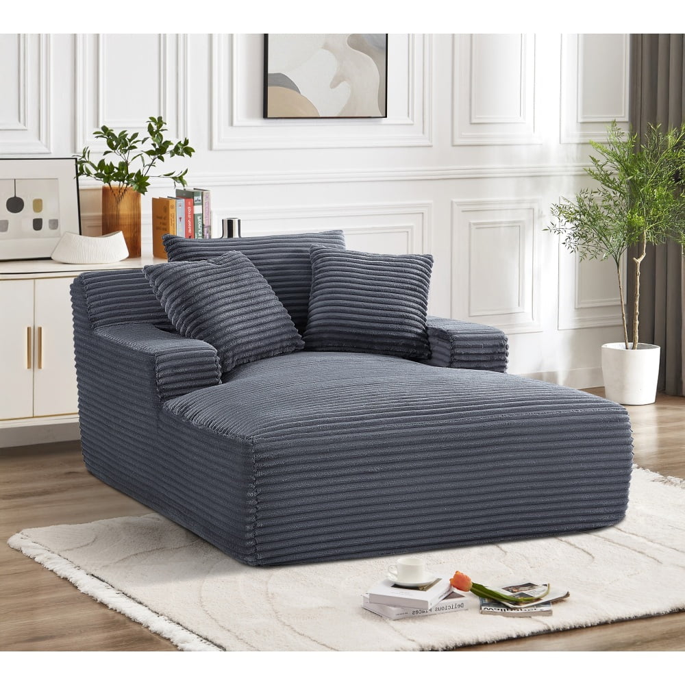 LUCKHAO Oversized Chaise Lounge Chair in Soft Corduroy, Modern Comfy ...