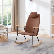 PAPROOS Indoor Teddy Fabric Rocking Chair, High Backrest Glider Rocker ...