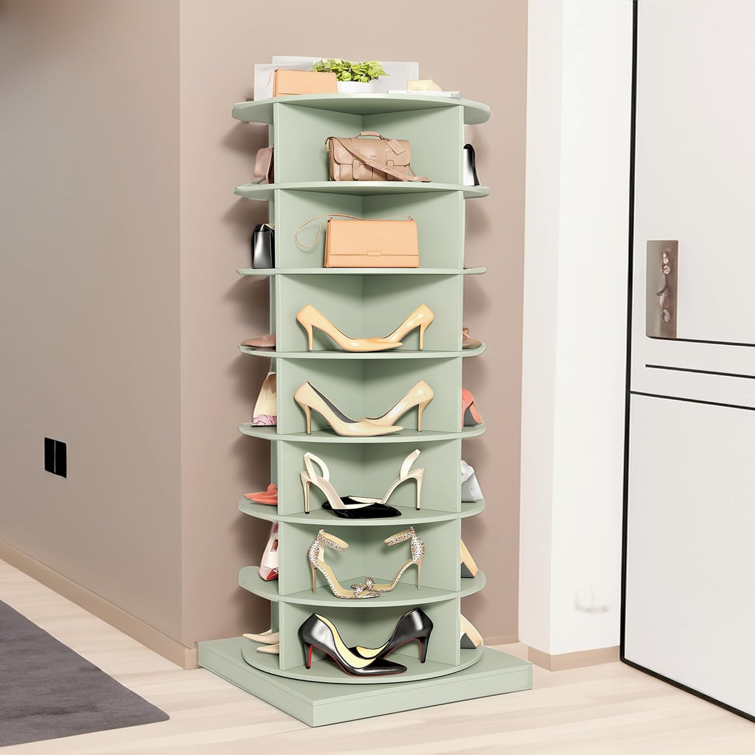 LUCKHAO Rotating Shoe Rack, 6/7-Tiers Storage Shoe Rack Tower, Free ...