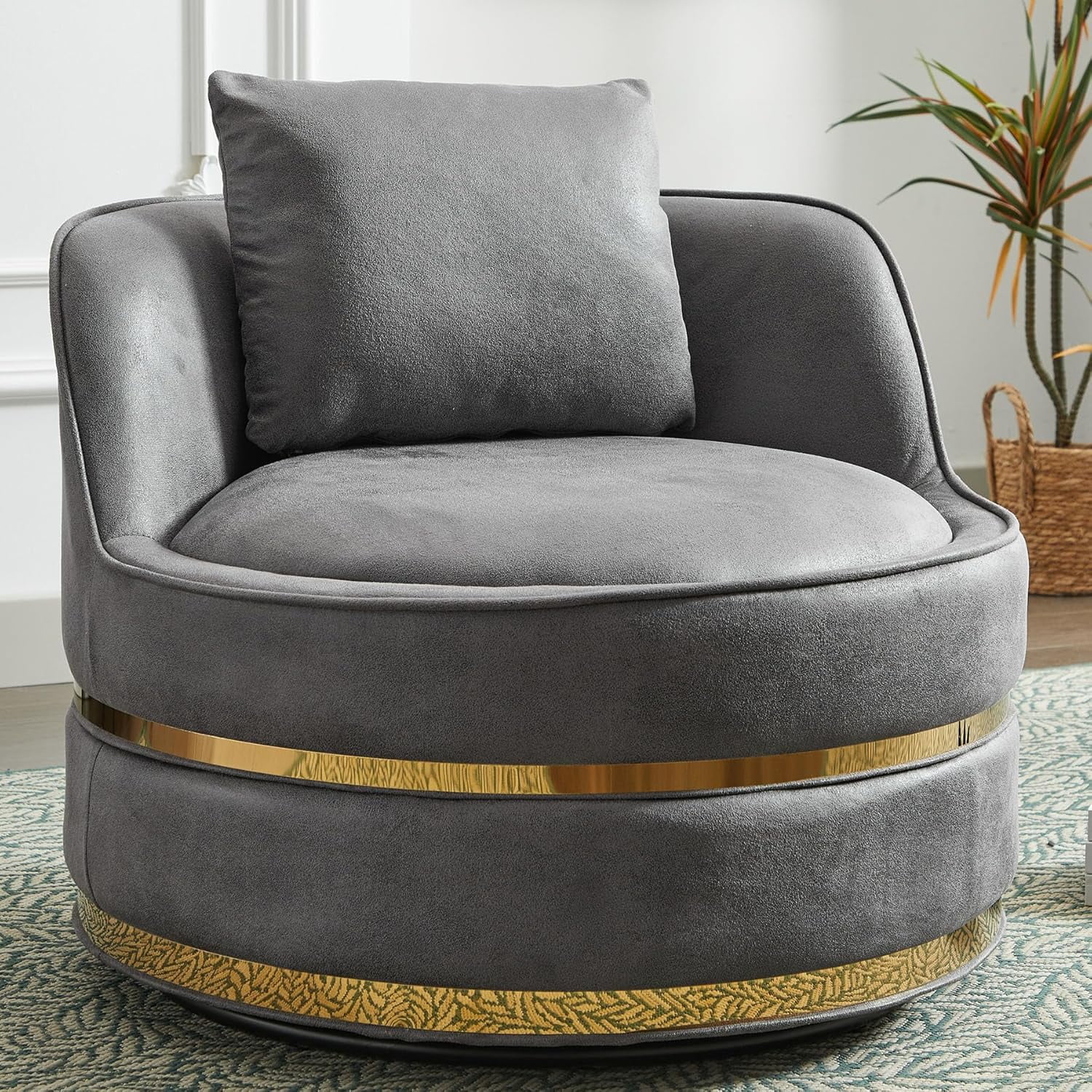 LUCKHAO Swivel Barrel Chair , Round Barrel Chair Club Chair ...