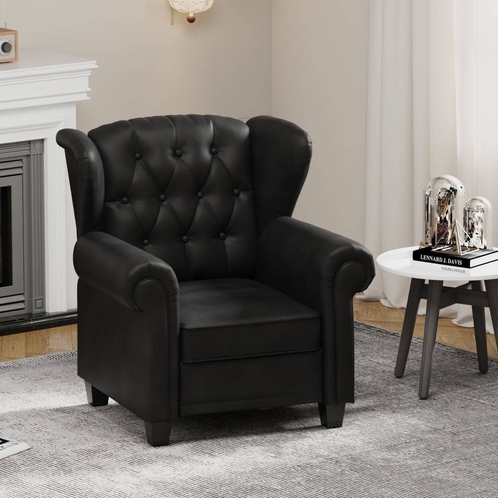 LUCKHAO Tufted Push Back ArmChair , Technical Leather Accent Chair with ...