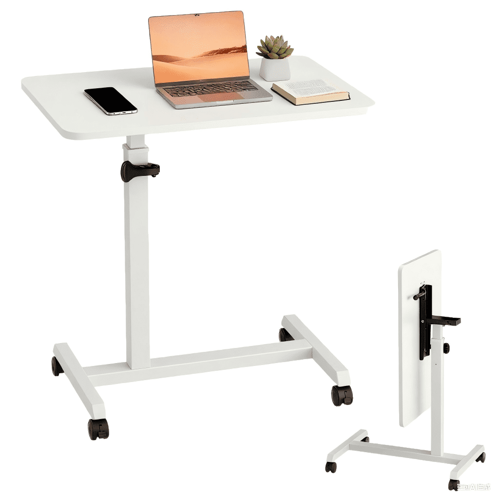 CloudRest Pro Adjustable Overbed Bedside Table with Wheels,White ...