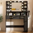 LUCKLIFE Vanity Desk with LED Lights Mirror & Power Outlet,Makeup ...