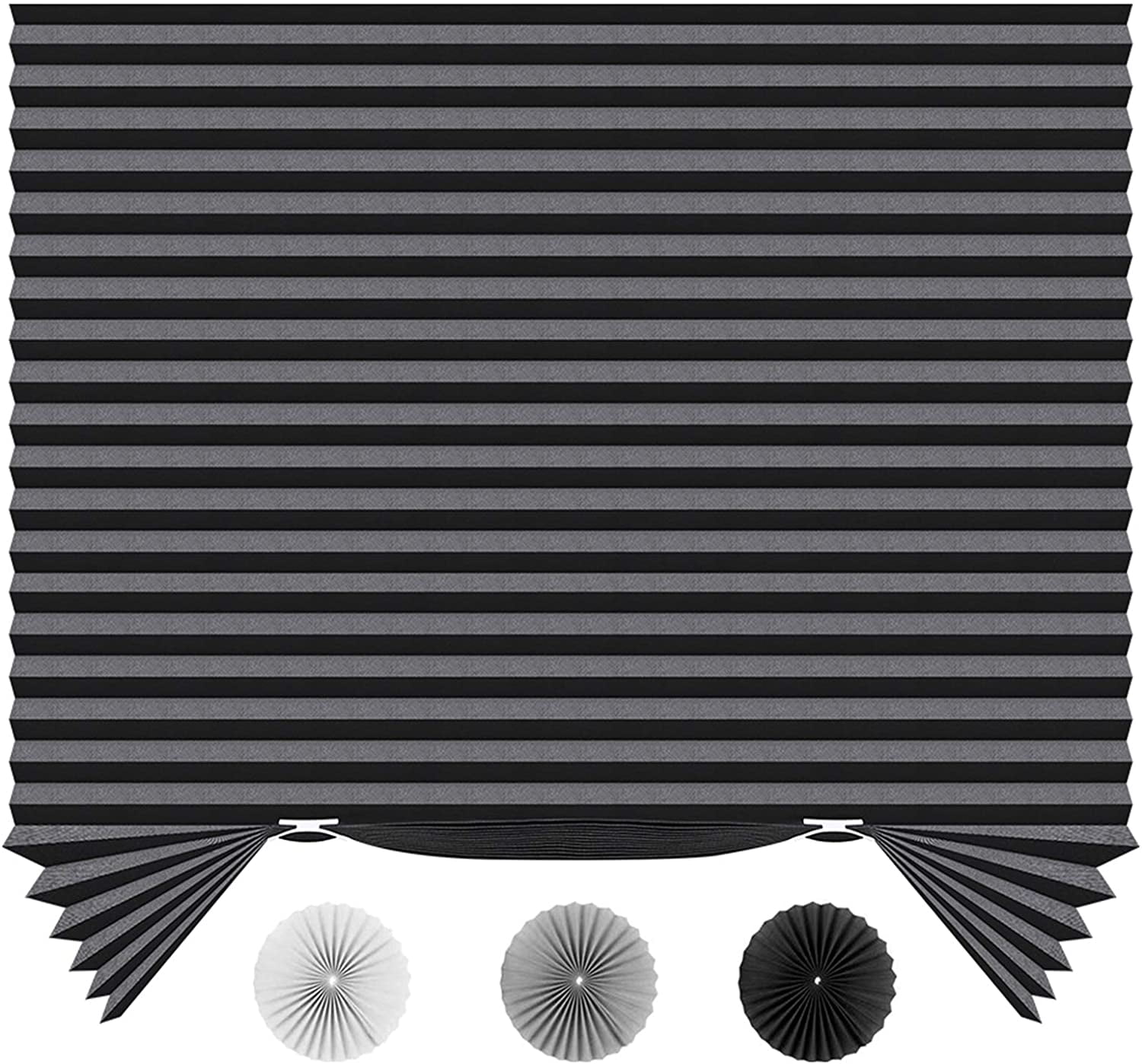 LUCKUP Cordless Blackout Pleated Fabric Windows Shade, 3 Pack, 48"Wx72 ...