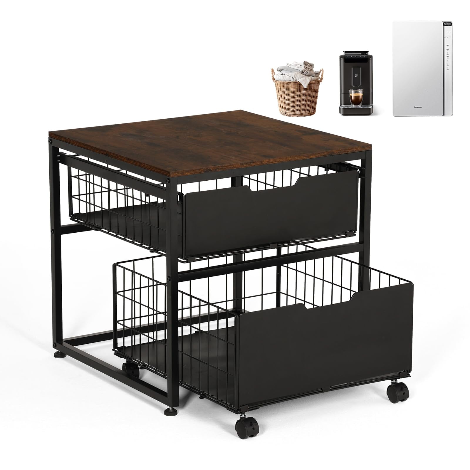 LUCKUP Mini Fridge Stand with Storage Drawer, Small Refrigerator Cart ...