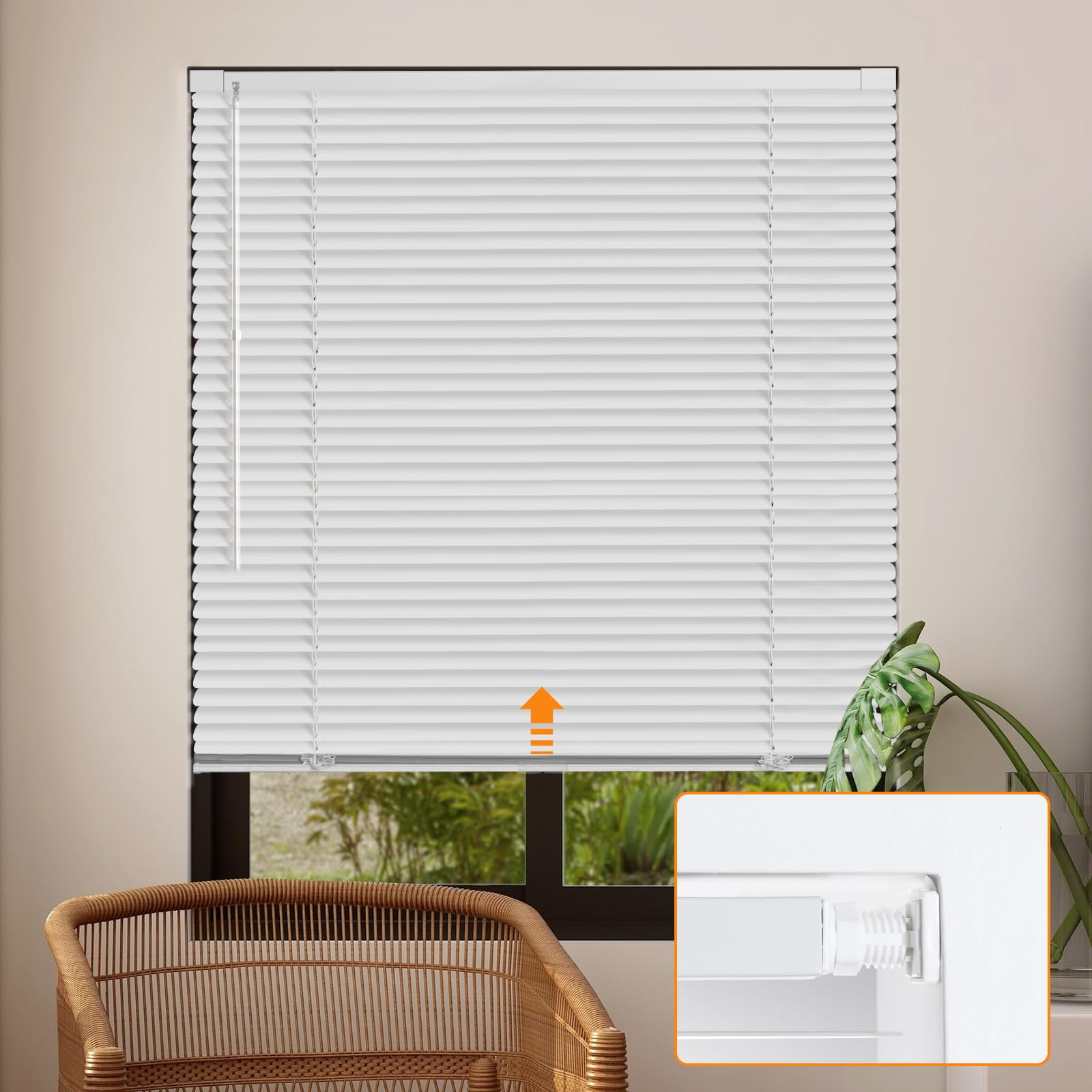 LUCKUP No Tools-No Drill 1" Aluminum Horizontal Mini Blinds Shades for ...