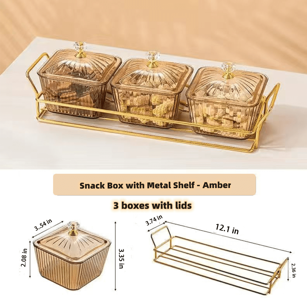 LUCKWEO 3pcs Food Storage Container, Snack Box With Lid, With Wrought ...