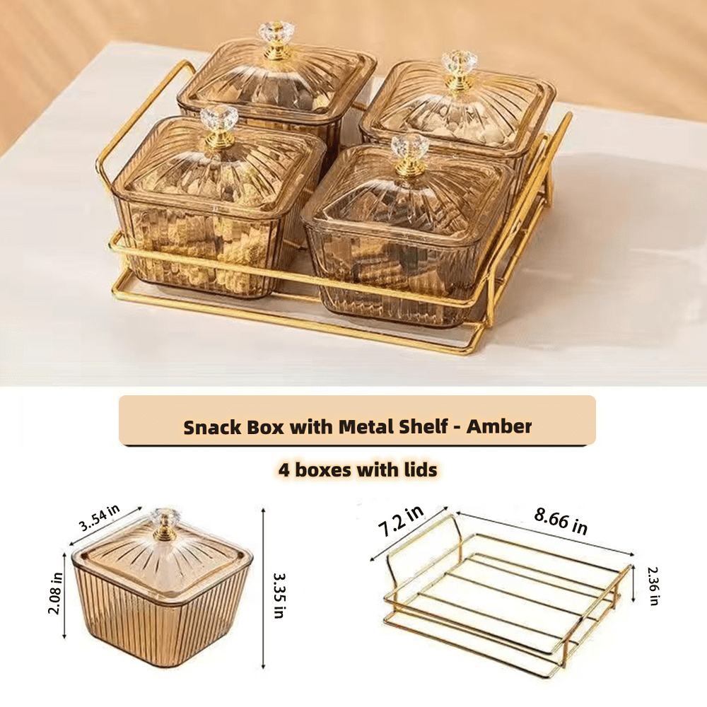 LUCKWEO 4pcs Food Storage Container, Snack Box With Lid, With Wrought ...