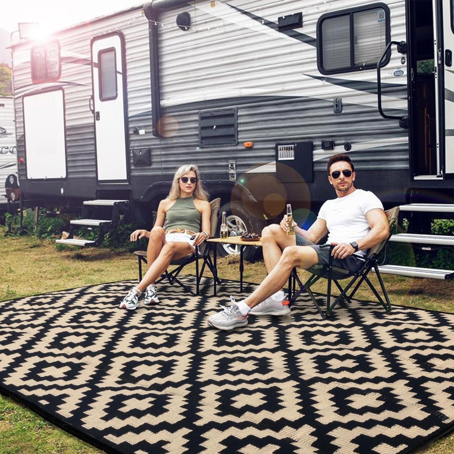 LUCKWIND Outdoor Rug for Patio, 9' x 18' Large Reversible RV Camping ...