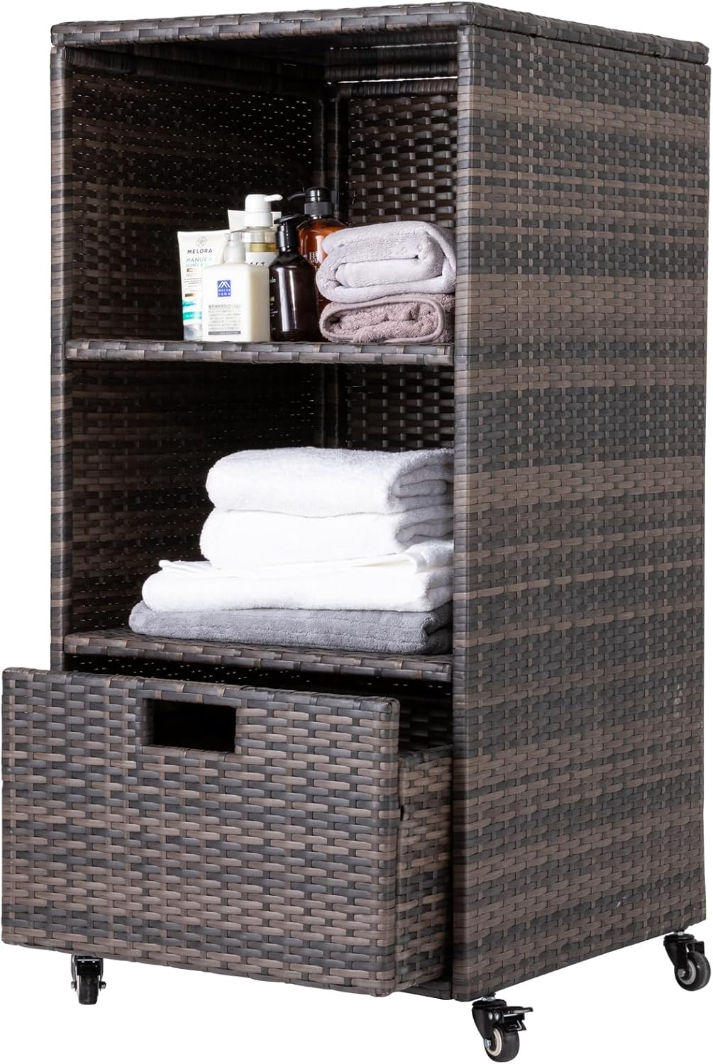 LUCKWIND Outdoor Towel Cabinet, Pool Accessory Storage Organizer ...