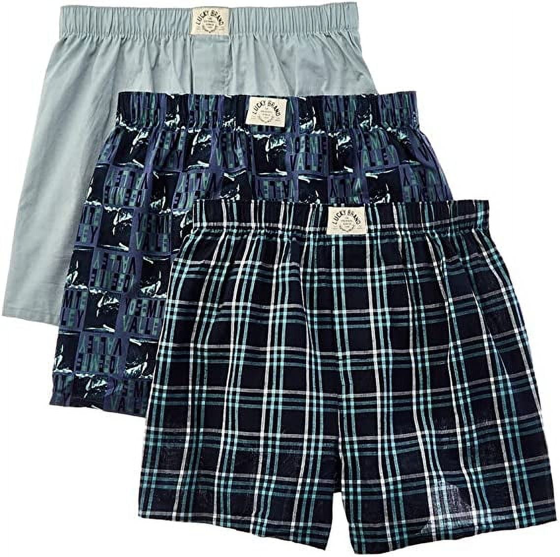 LUCKY BRAND MEN WOVEN X3 - 223 ARON BLUE SMALL - UNDERWEAR 3 PACK BOXER ...