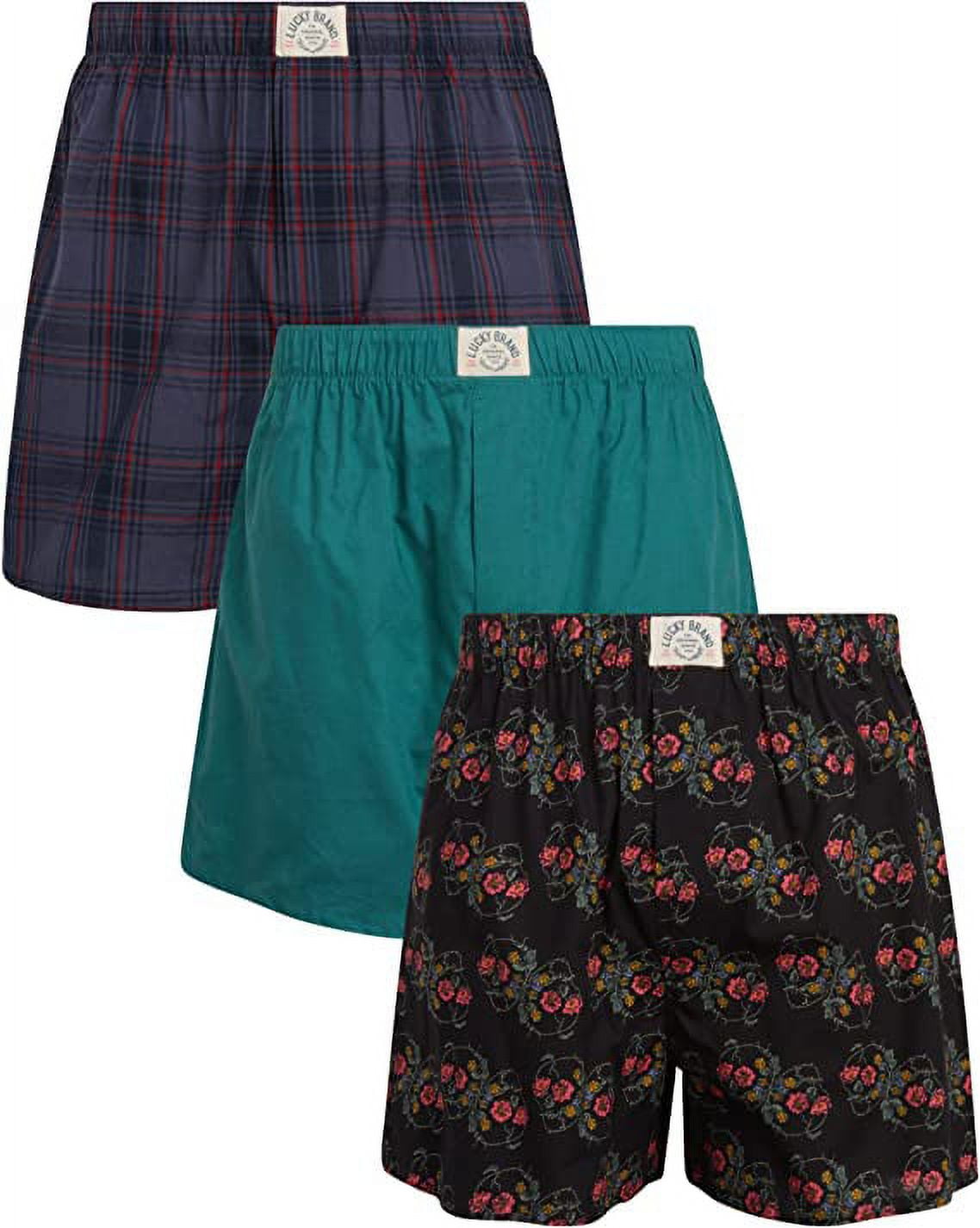 LUCKY BRAND MEN WOVEN X3 - 223 BLACK ROSE LARGE - UNDERWEAR 3 PACK ...