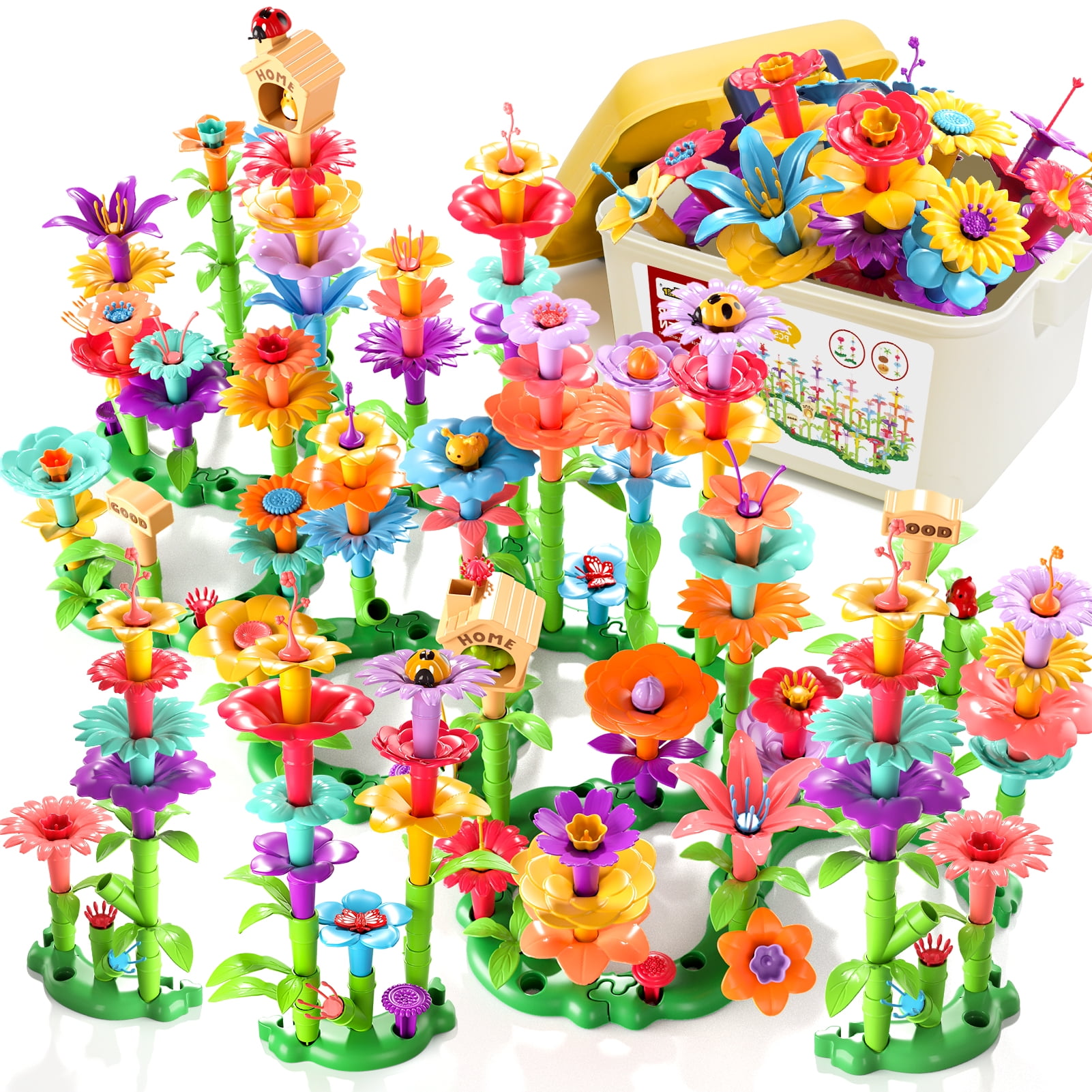 LUCKY DOUG 235 PCS Flower Garden Building Toys for Girls, Educational ...