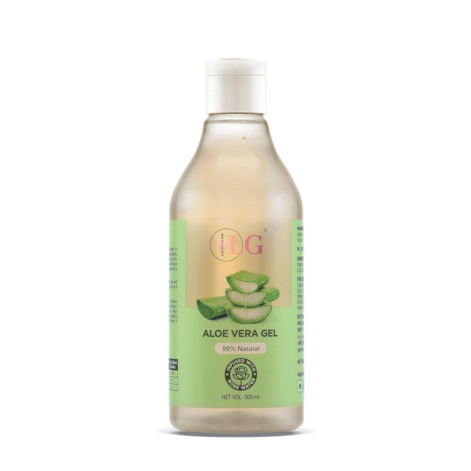 LUCKY GLOW Aloe Vera Gel Infused with Rose Water 300 ml Natural ...