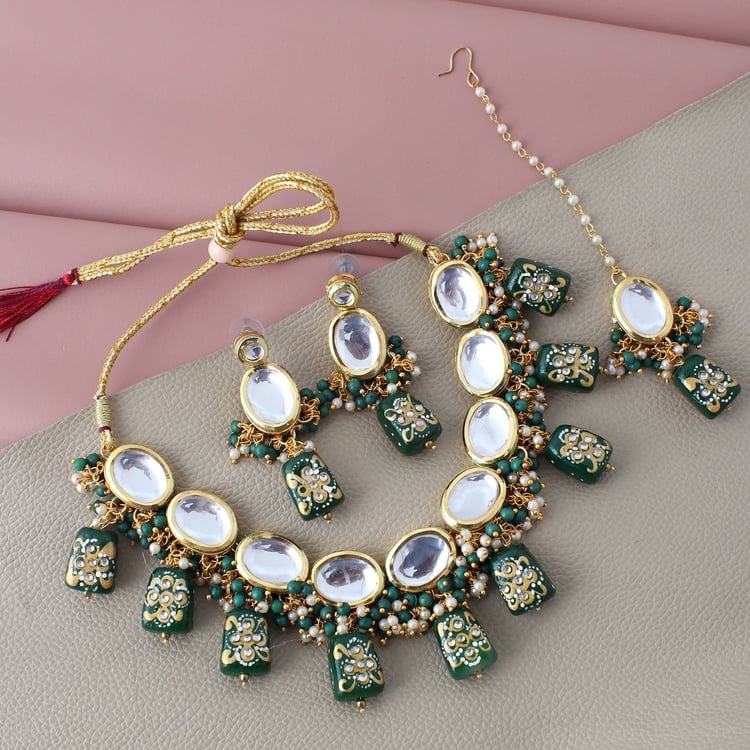 LUCKY JEWELLERY Back Meenakari Stone Bollywood Style Handcrafted Indian ...