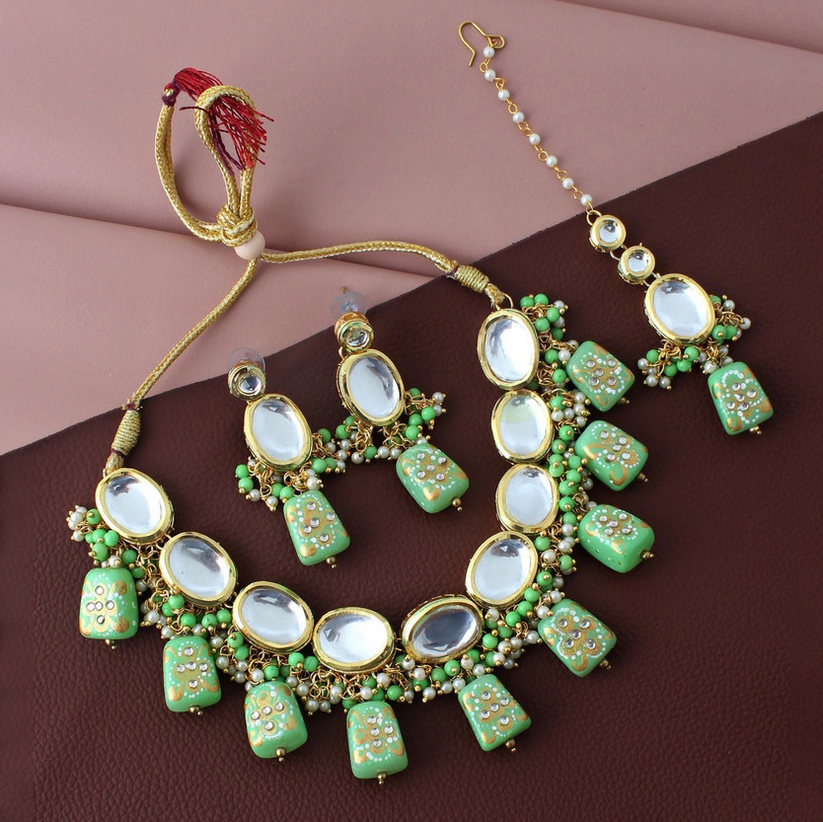 LUCKY JEWELLERY Back Meenakari Stone Bollywood Style Handcrafted Indian ...