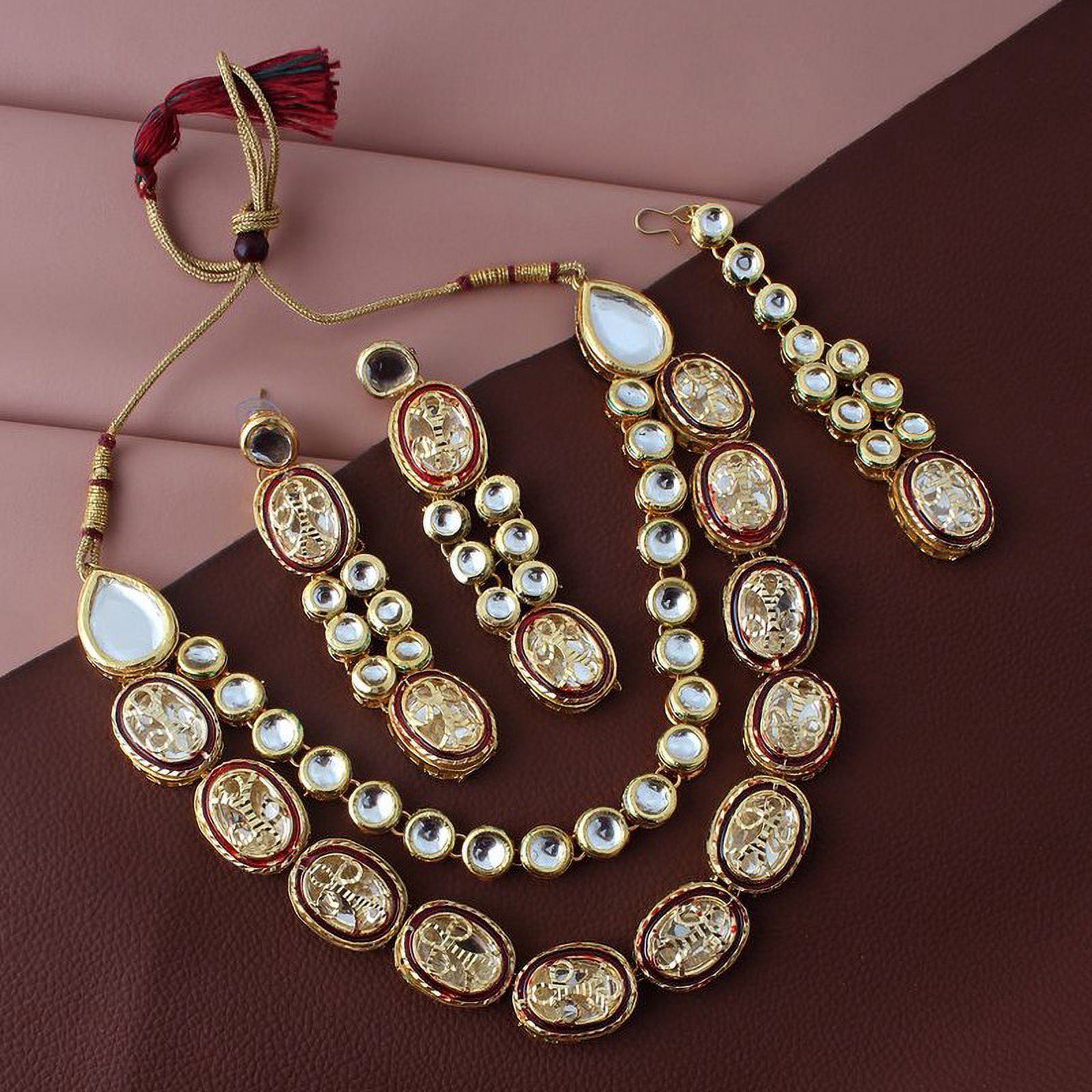 LUCKY JEWELLERY Back Meenakari Stone Bollywood Style Handcrafted Indian ...
