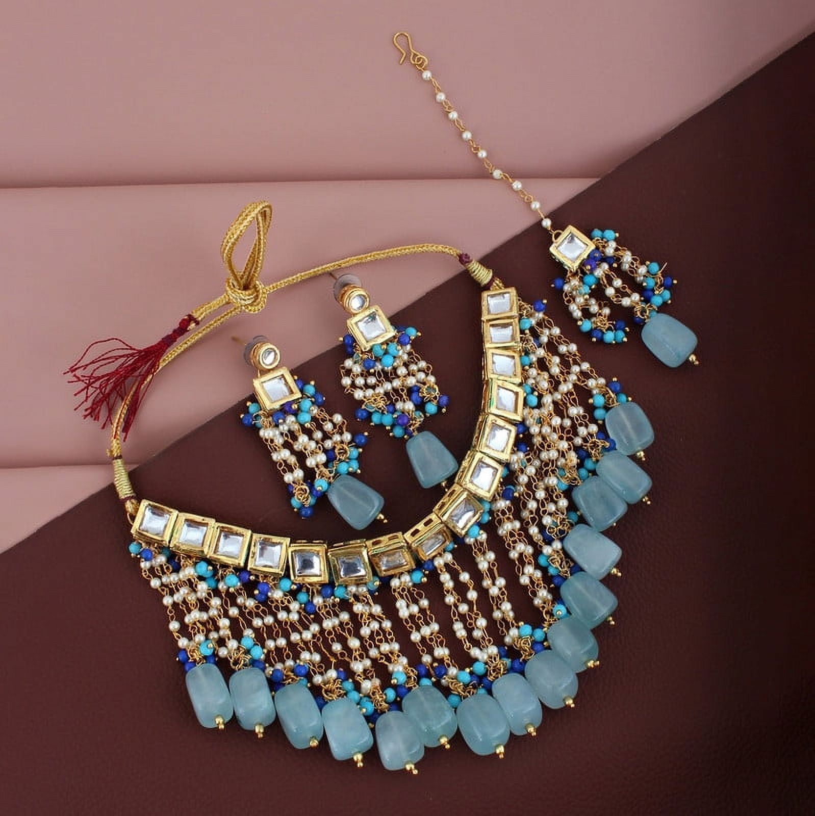 LUCKY JEWELLERY Back Meenakari Stone Bollywood Style Handcrafted Indian ...