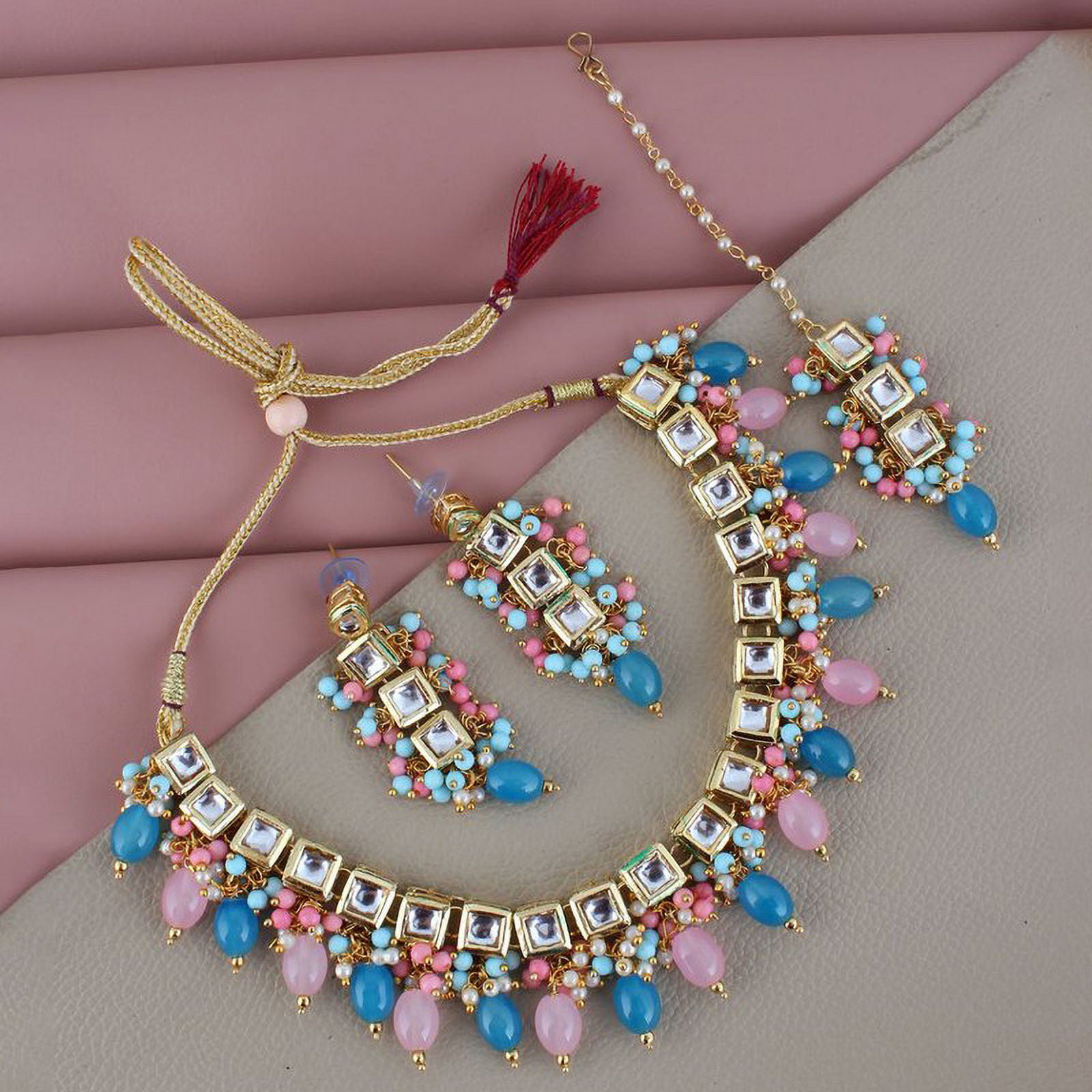 LUCKY JEWELLERY Back Meenakari Stone Bollywood Style Handcrafted Indian ...