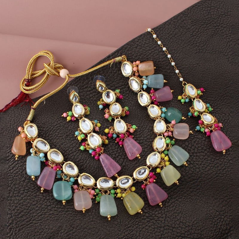 LUCKY JEWELLERY Back Meenakari Stone Bollywood Style Handcrafted Indian ...
