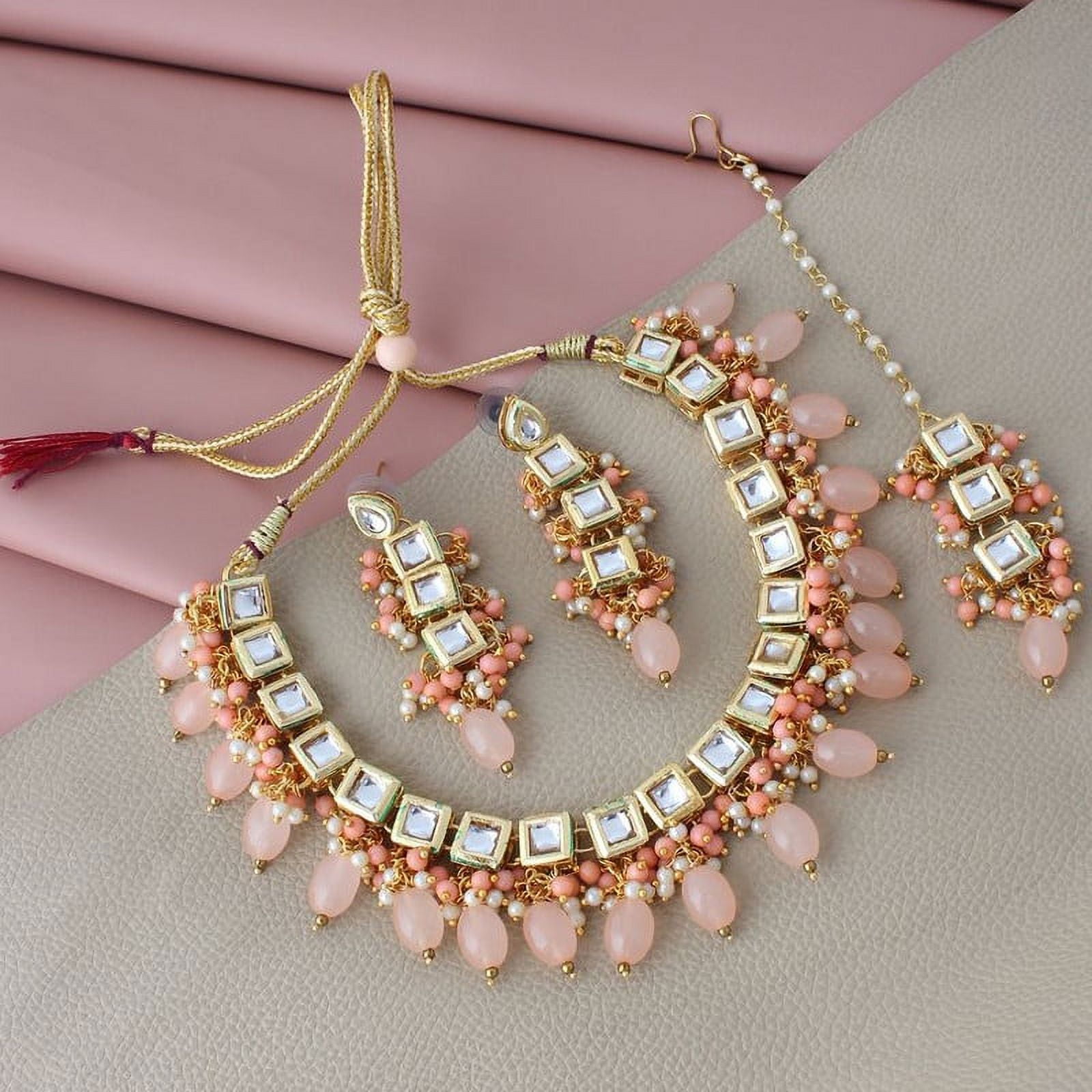 LUCKY JEWELLERY Back Meenakari Stone Bollywood Style Handcrafted Indian ...