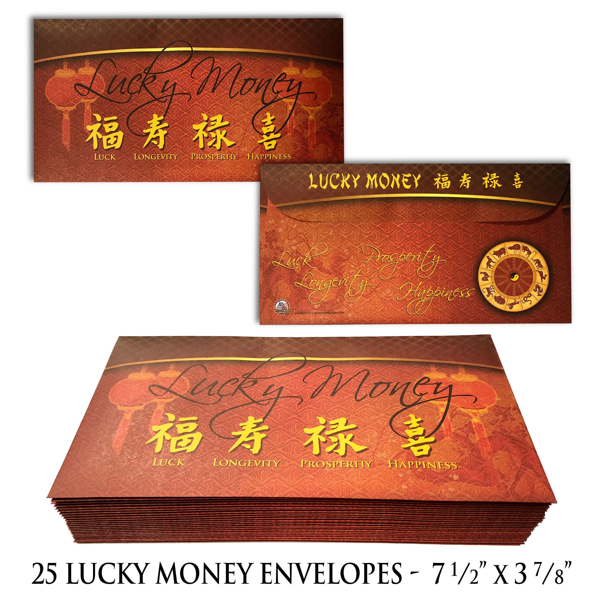 Lucky Money Red Gold Envelope Chinese Lunar New Year Bill T Currency