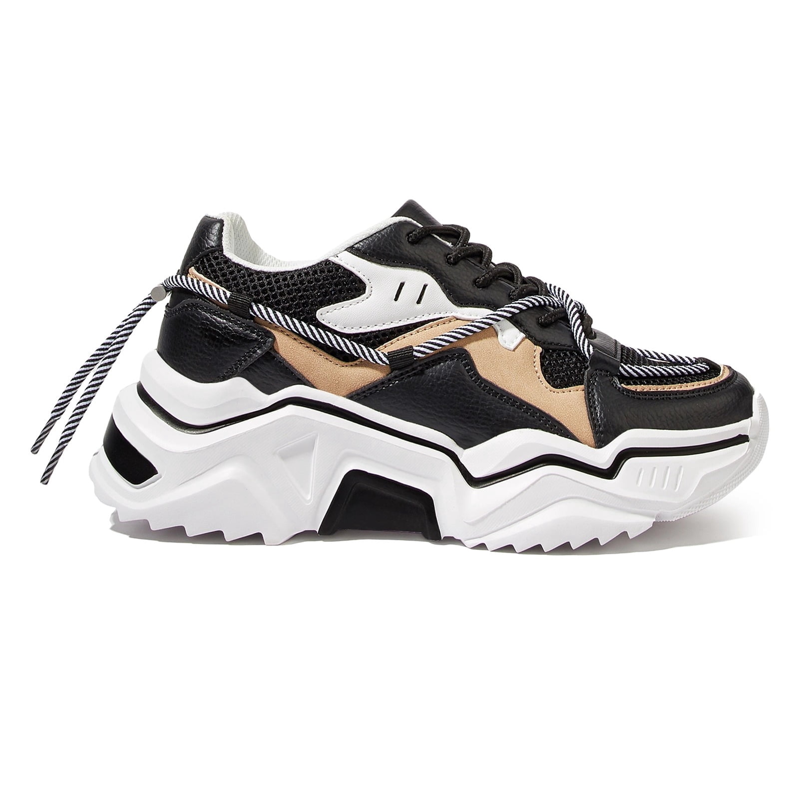 LUCKY STEP Fashion Colorblock Chunky Sneakers Retro Dad Walking Shoes ...