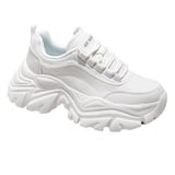 LUCKY STEP Chunky Sneakers for Women Fashion Platform White Leather ...