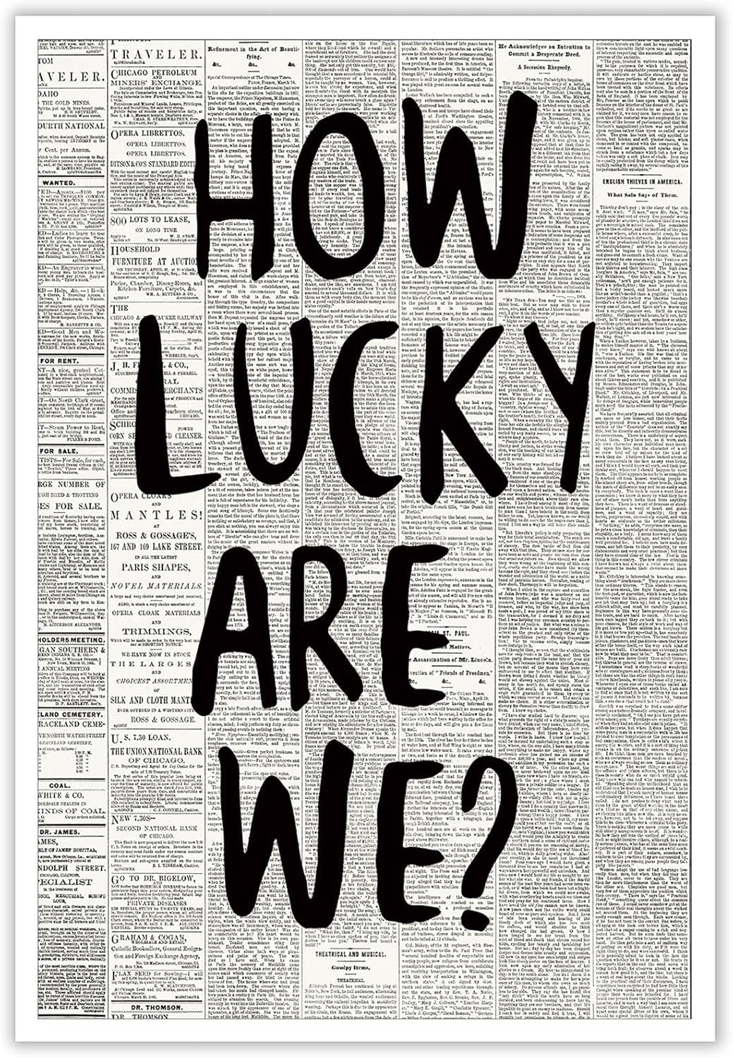 HOW LUCKY ARE WE? Canvas Wall Art Newspaper Poster Kids Growth Quotes ...