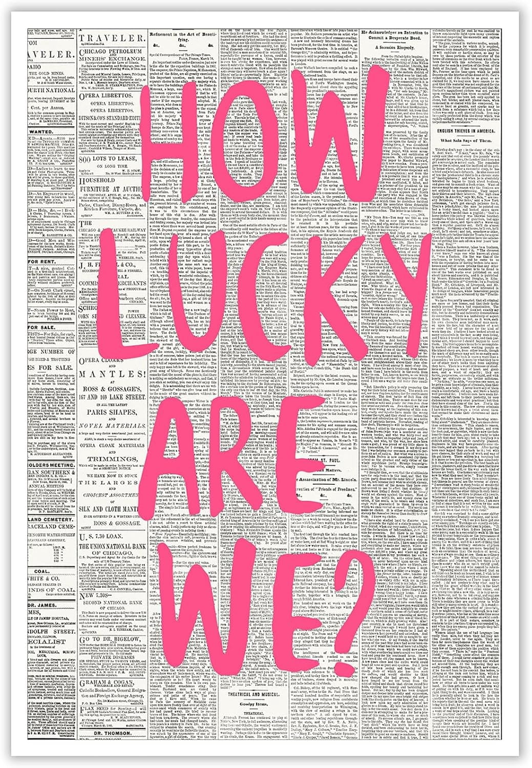 HOW LUCKY ARE WE? Canvas Wall Art Newspaper Poster Kids Growth Quotes ...
