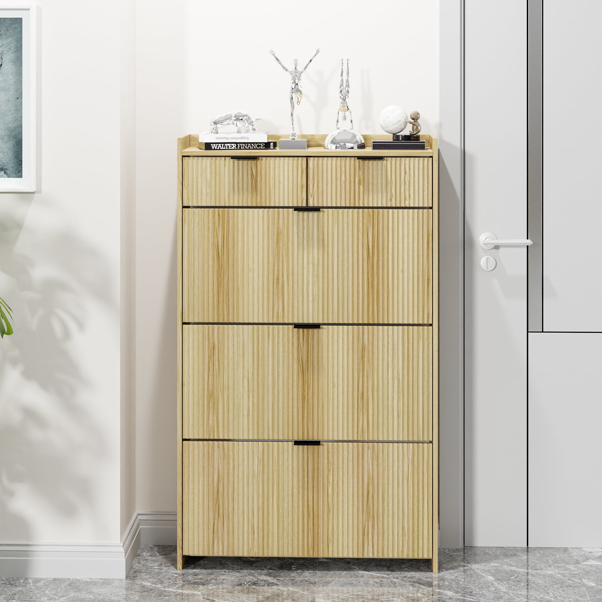 LUCKYELF Shoe Storage Cabinet with 3 Flip Drawers, Freestanding Shoe ...