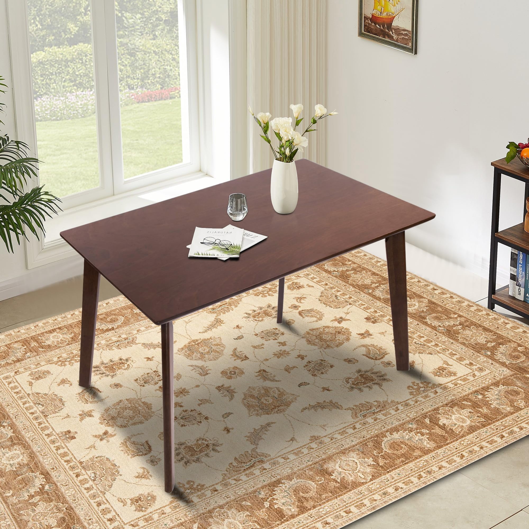 LUCKYERMORE Wood Dining Table 47 inch Small Kitchen Table for 2/4, Mid ...
